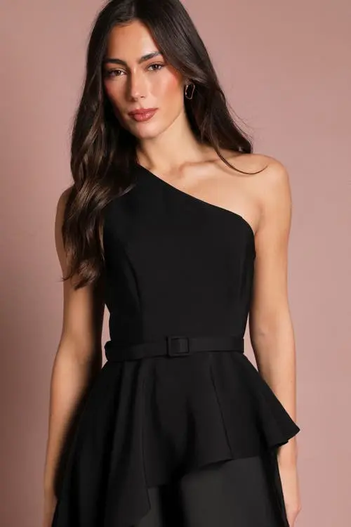 Coast One Shoulder Satin Maxi Dress With Ruffle Detail