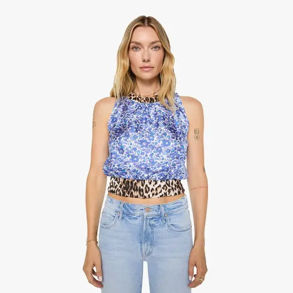 La Prestic Ouiston Betsy Bleu Floral Silk Top