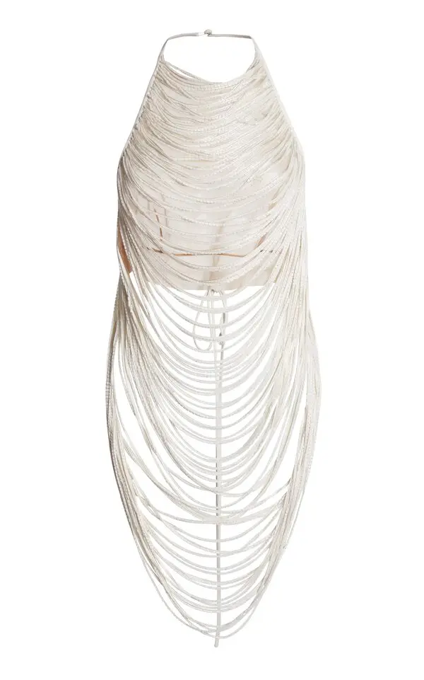 Zuhair Murad Beaded Fringes Top - White