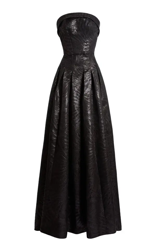 Zuhair Murad Heavy Jacquard Gown Dress - Black