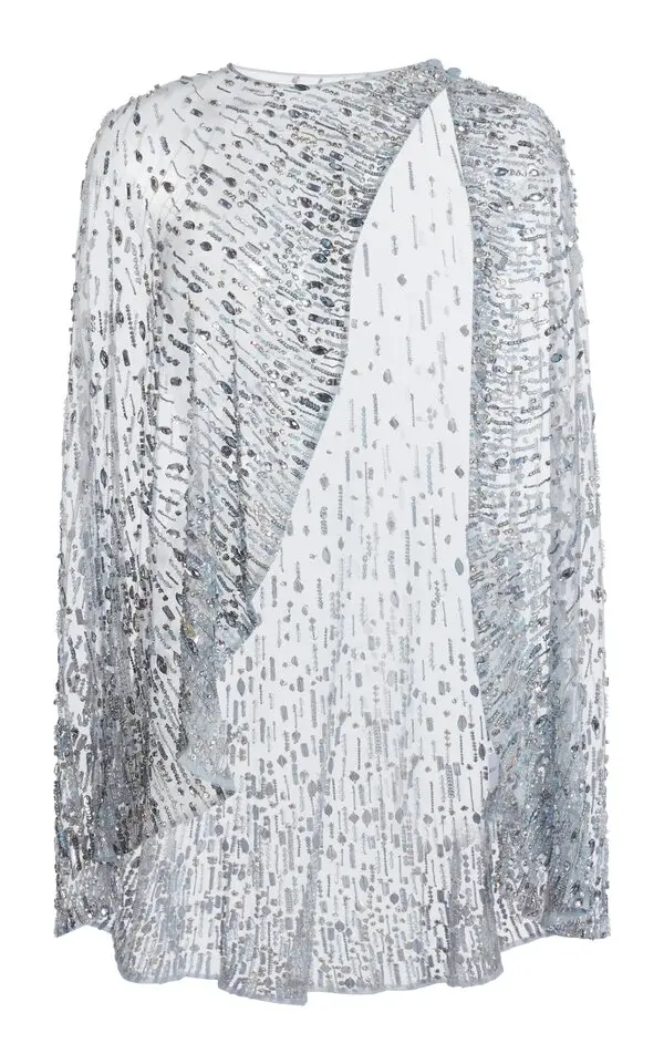 Zuhair Murad Tulle Sand Embroidered Short Cape