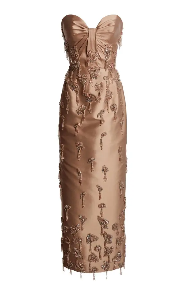 Zuhair Murad Mikado Embroidered Off-shoulder Ankle/dress