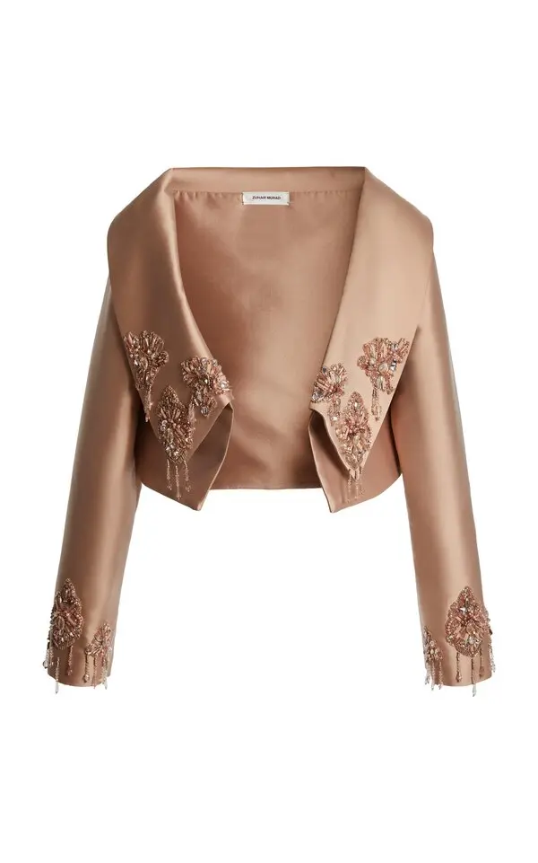 Zuhair Murad Mikado Embroidered Short Jacket