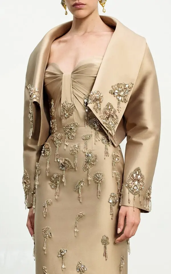 Zuhair Murad Mikado Embroidered Short Jacket