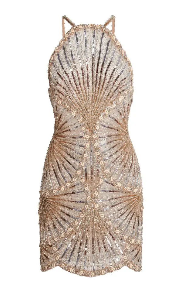 Zuhair Murad Sand Shell Embroidered Mini Dress - Multi