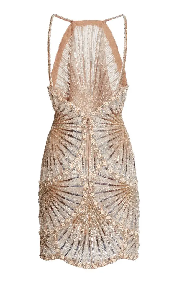 Zuhair Murad Sand Shell Embroidered Mini Dress