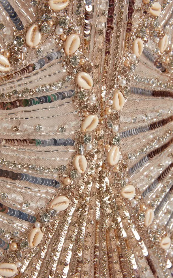 Zuhair Murad Sand Shell Embroidered Mini Dress