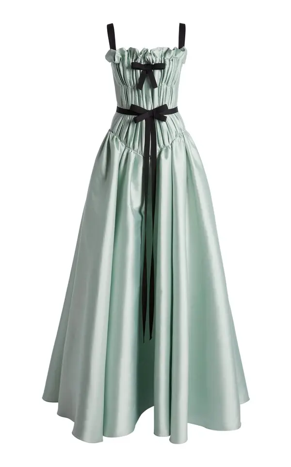 Zuhair Murad Mikado Gown Dres With Ribbons - Light Blue