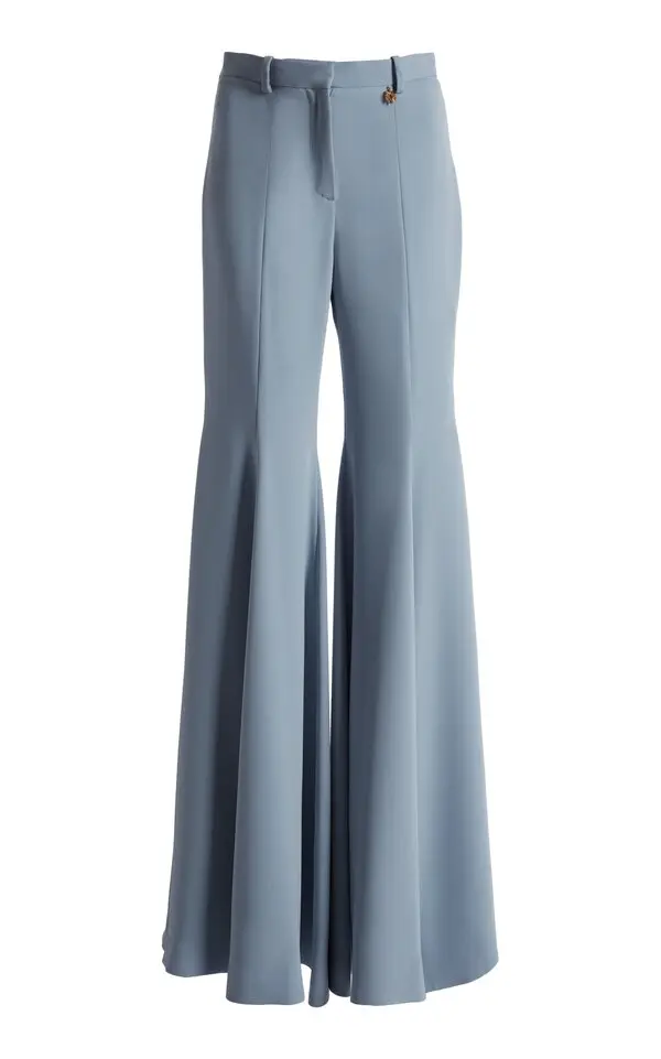 Zuhair Murad Light Cady Maxi Flared Bottoms/pants - Light Blue