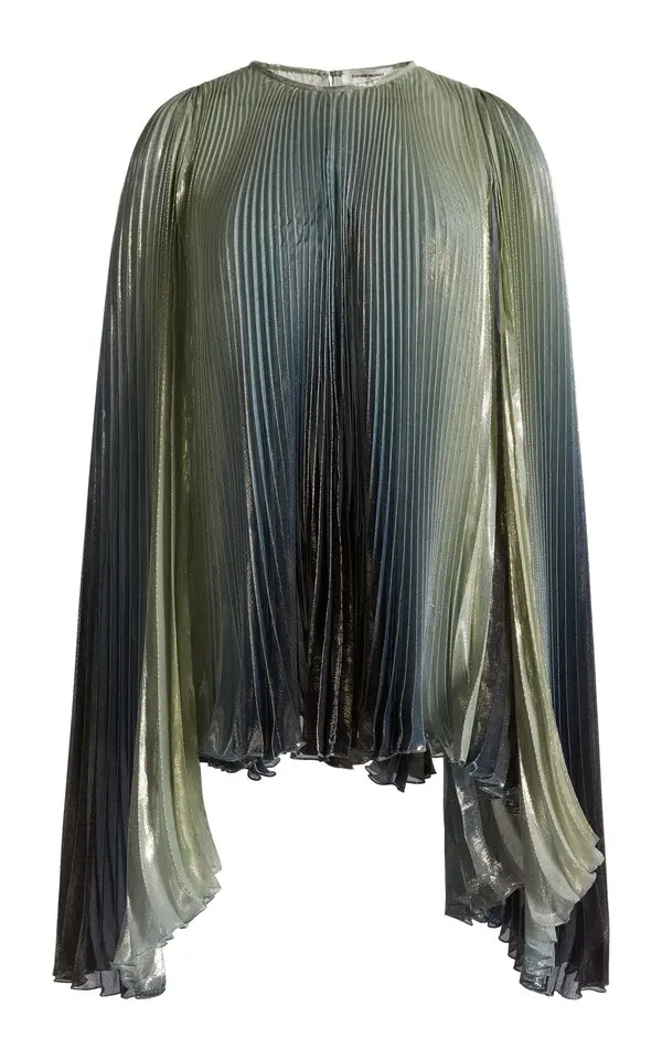 Zuhair Murad Printed Lame Plisse Blouse