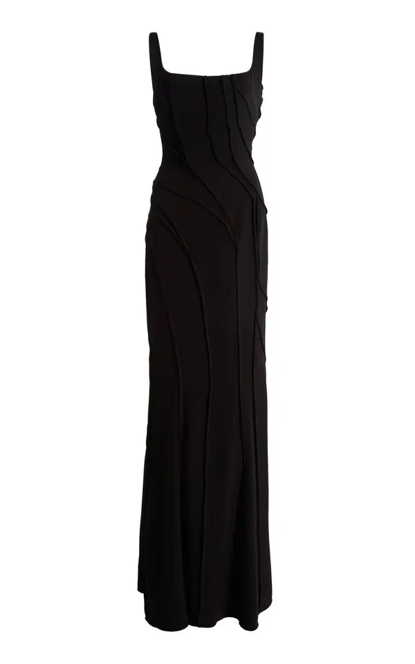 Zuhair Murad Heavy Cady Long Dress With Pintucks