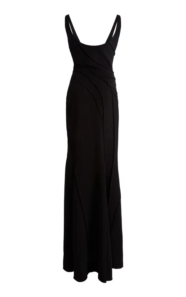Zuhair Murad Heavy Cady Long Dress With Pintucks