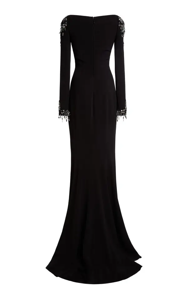 Zuhair Murad Heavy Cady Brooches Embroidered Long Dress