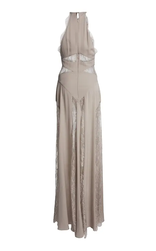 Zuhair Murad Georgette Lace Halter Long Dress