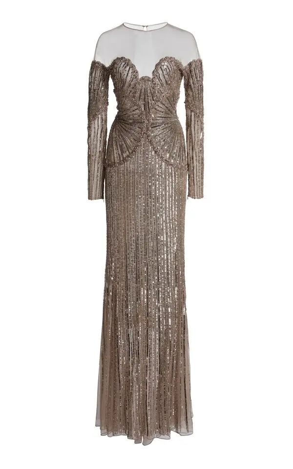 Zuhair Murad Embroidered Long Sleeve Gown