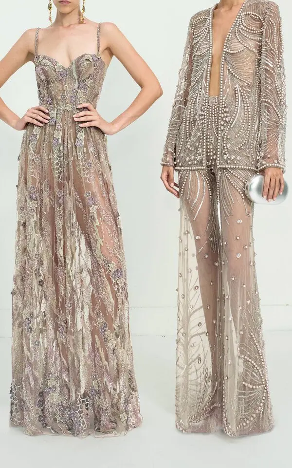 Zuhair Murad Tulle Embroidered Long Dress