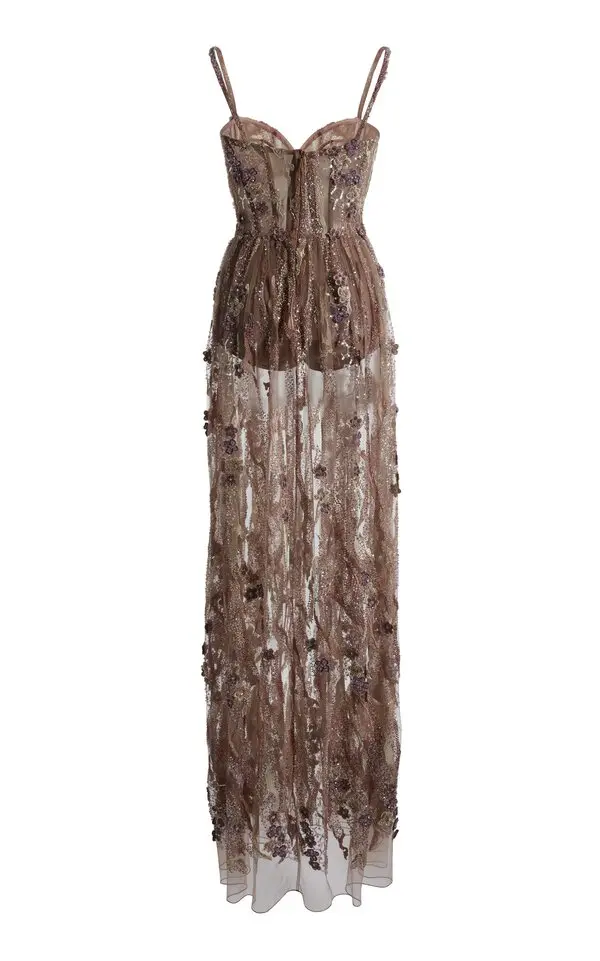 Zuhair Murad Tulle Embroidered Long Dress