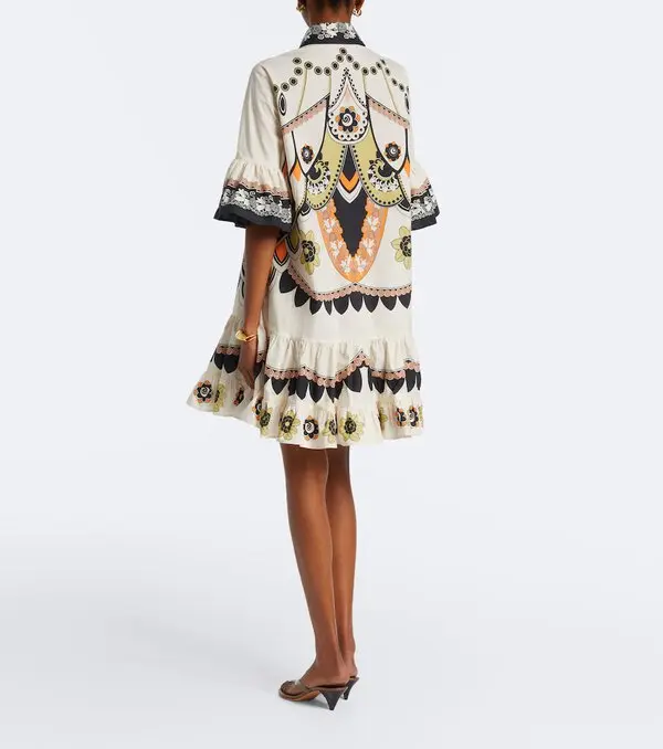 La DoubleJ Printed Tiered Cotton Poplin Mini Dress - Multicoloured