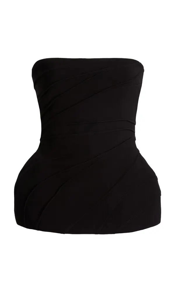 Zuhair Murad Heavy Cady Corst Top With Pintucks