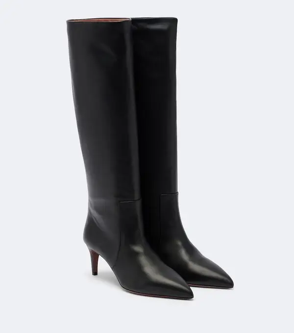 Paris Texas Stiletto Leather Knee-high Boots - Black
