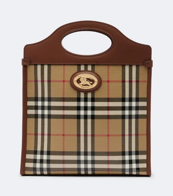 Burberry Check Medium Top-handle Bag - Beige