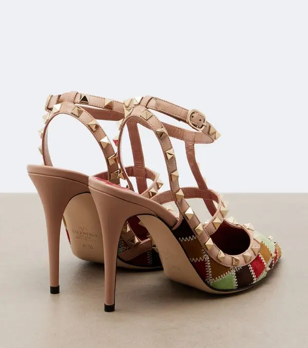 Valentino Garavani Rockstud Patchwork Suede And Leather Pumps