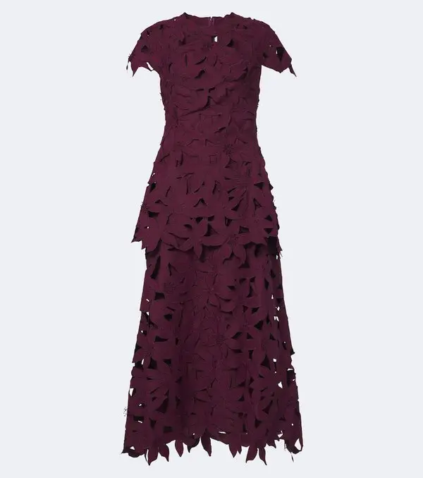 Simkhai Neve Floral Guipure Lace Cocktail Dress - Burgundy