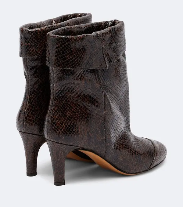 Isabel Marant Étoile Eldra Snakeskin Effect Leather Ankle Boots