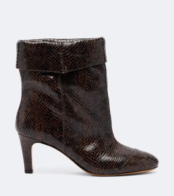 Isabel Marant Étoile Eldra Snakeskin Effect Leather Ankle Boots