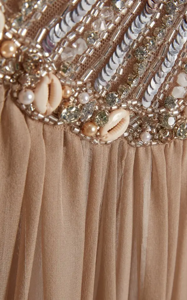 Zuhair Murad Chiffon Sand Shell Long Dress