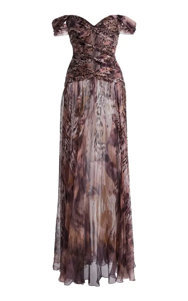 Zuhair Murad Chiffon Guppy Cut-outs Long Dress