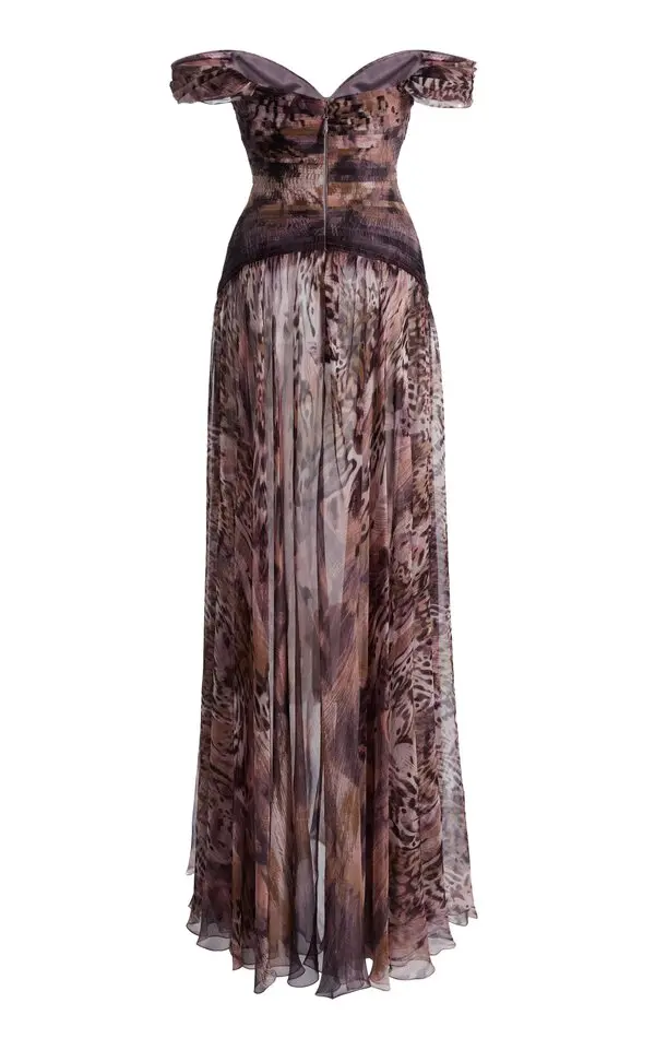 Zuhair Murad Chiffon Guppy Cut-outs Long Dress
