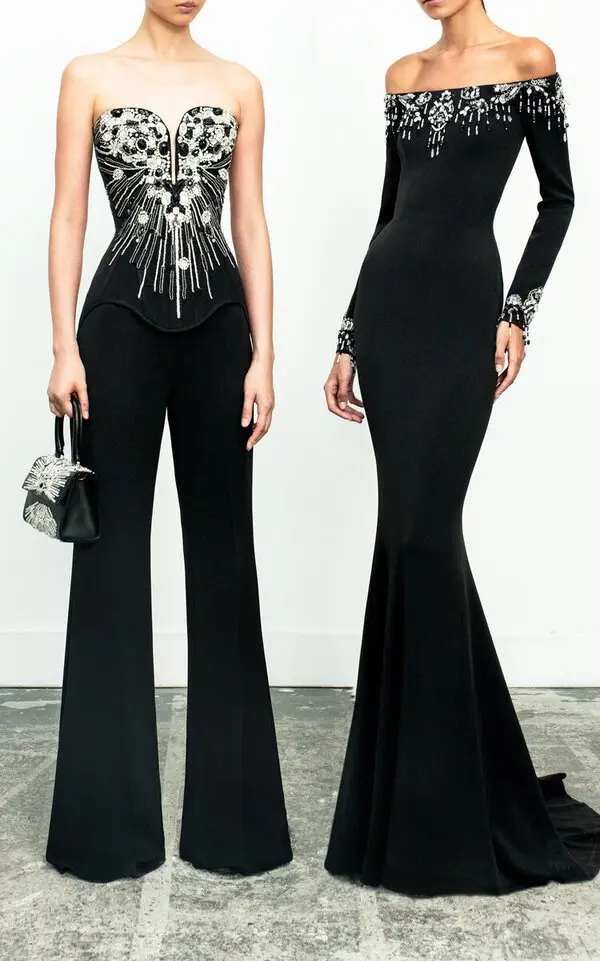 Zuhair Murad Heavy Cady Palm Leaf Embroidered Corset Top