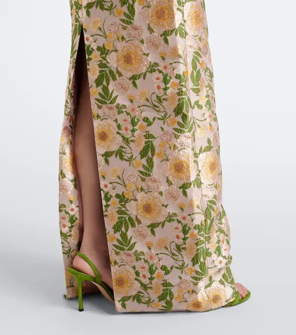 MARKARIAN Off-shoulder Floral Brocade Gown