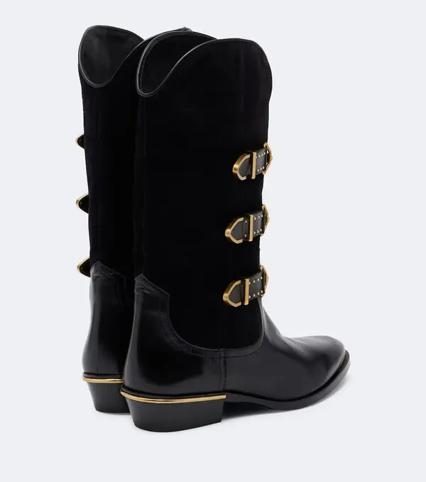 Isabel Marant Étoile Mexia Leather And Suede Cowboy Boots - Black