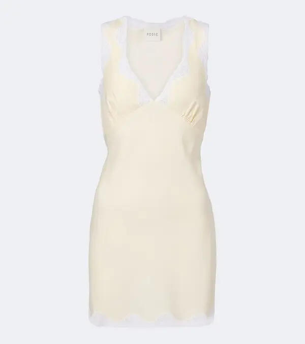 Posse Tabitha Embroidered Minidress - Yellow