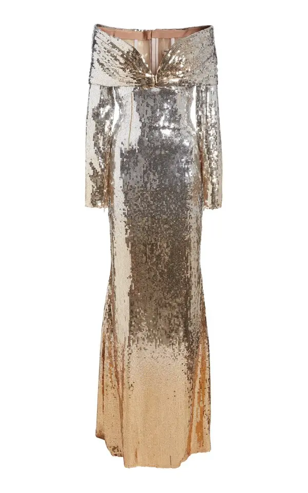 Zuhair Murad Degrade Sequins Off-shoulder Long Dress