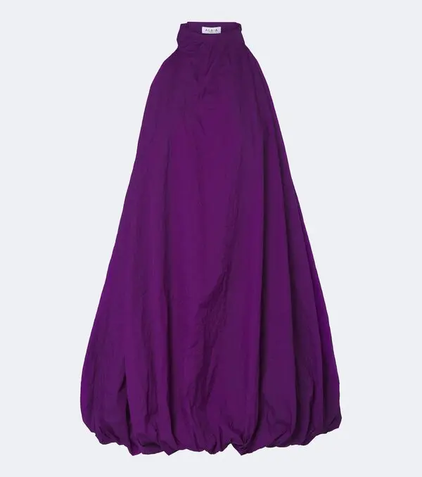 Alaïa Halterneck Balloon Hem Mini Dress - Purple