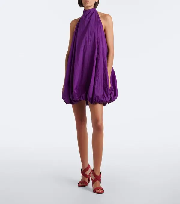 Alaïa Halterneck Balloon Hem Mini Dress - Purple