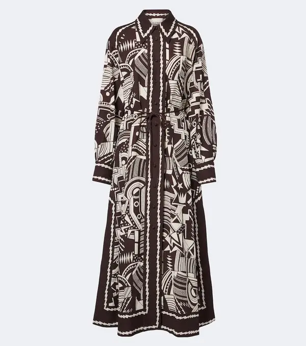ALEMAIS Lori Printed Shirt Dress - Brown