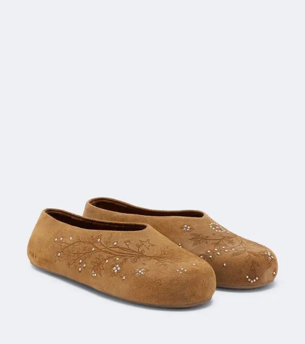 GOLDEN GOOSE Studded Suede Slip-on Shoes - Beige