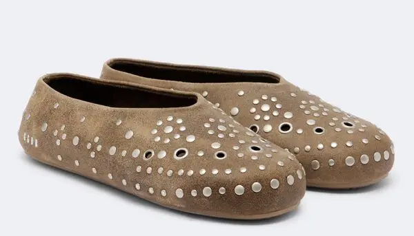 GOLDEN GOOSE Embellished Suede Slip-on Shoes - Beige