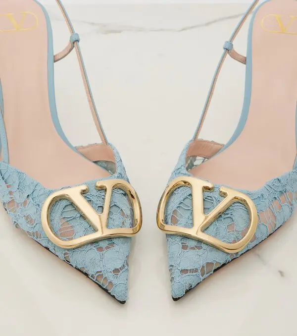 Valentino Garavani Vlogo Lace Slingback Pumps
