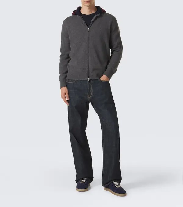 Moncler Hooded Wool And Cashmere Zip-up Cardigan