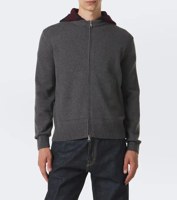 Moncler Hooded Wool And Cashmere Zip-up Cardigan