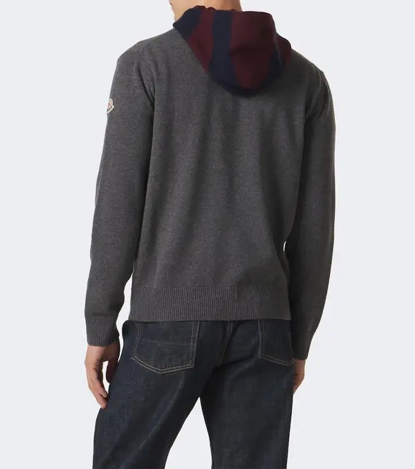 Moncler Hooded Wool And Cashmere Zip-up Cardigan