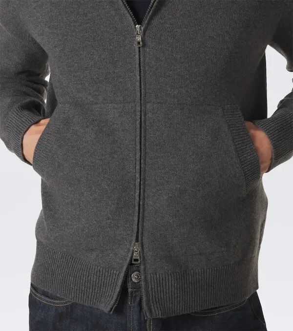 Moncler Hooded Wool And Cashmere Zip-up Cardigan