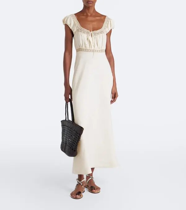 Rixo Maeva Lace-trimmed Linen-blend Maxi Dress - White