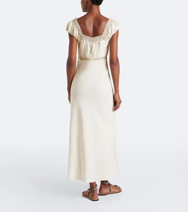 Rixo Maeva Lace-trimmed Linen-blend Maxi Dress - White