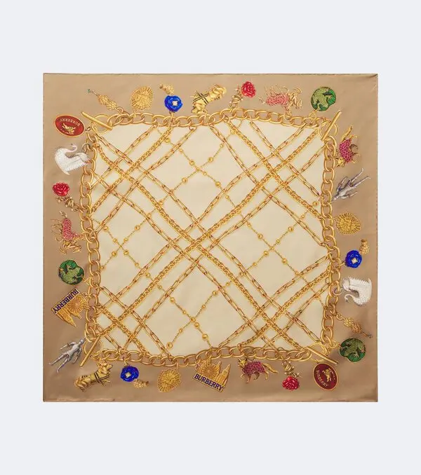 Burberry Printed Silk Twill Scarf - Beige